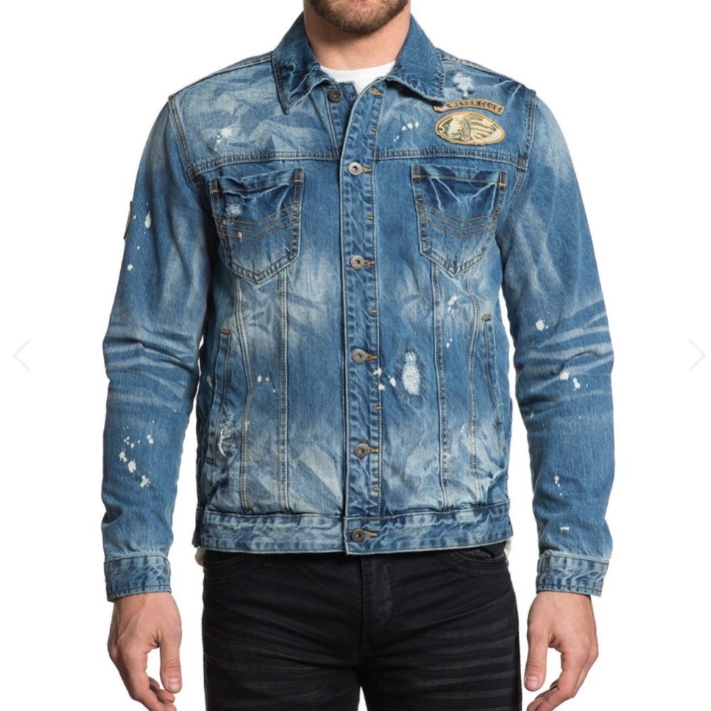 American Customs Men's Trucker Jacket Affliction - Gem